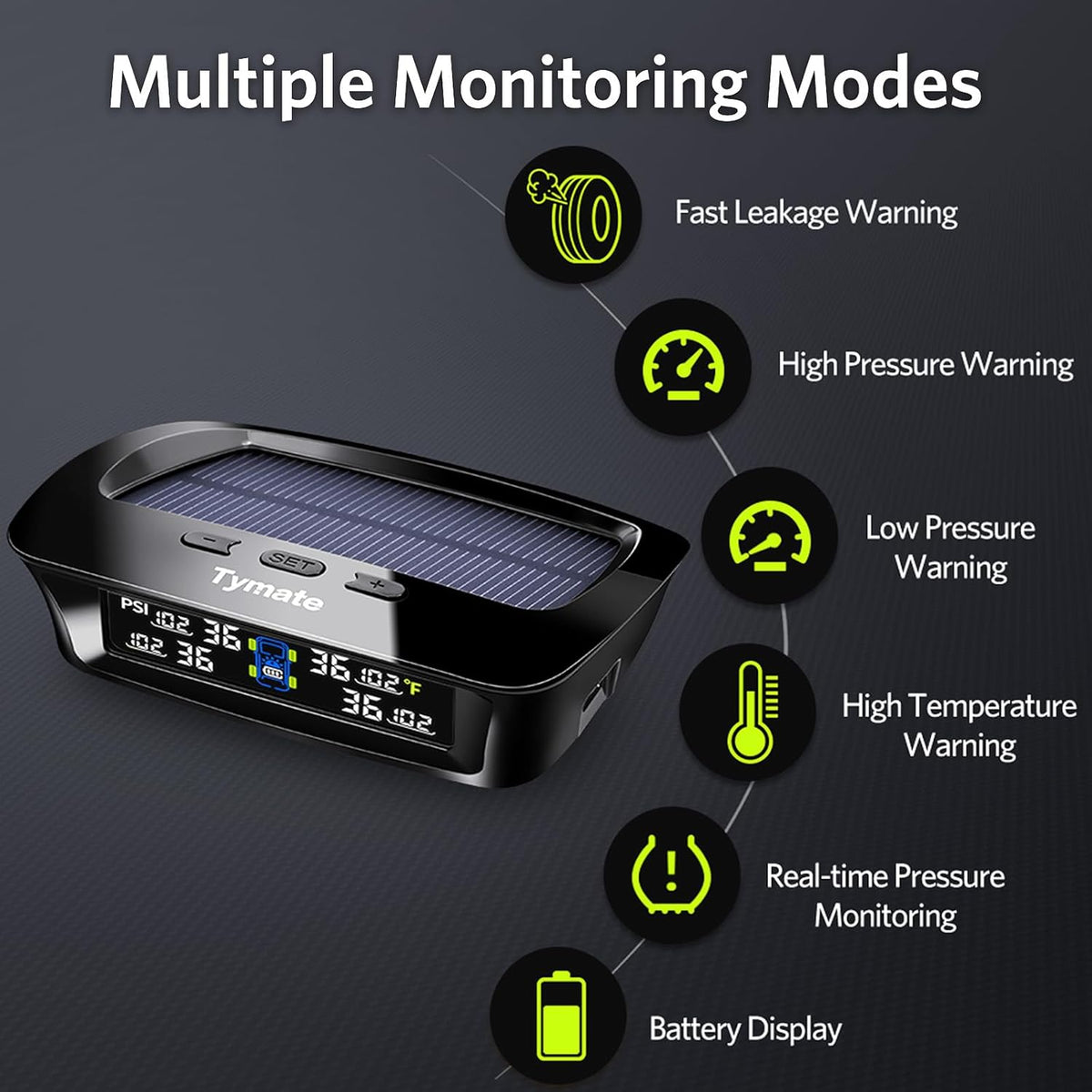 Tymate M12-3 Tire Pressure Monitoring System with Color Display Screen ...